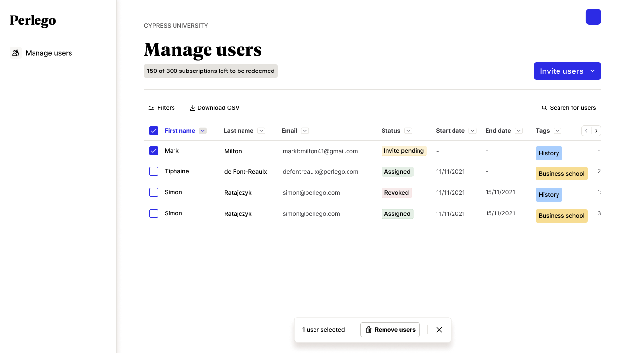 Remove pending users in bulk